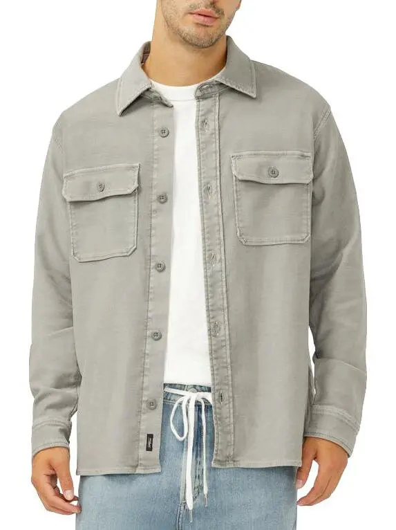 SILVER JEANS CO. Field Cotton Blend Button-up Shirt Jacket - Pebble Grey