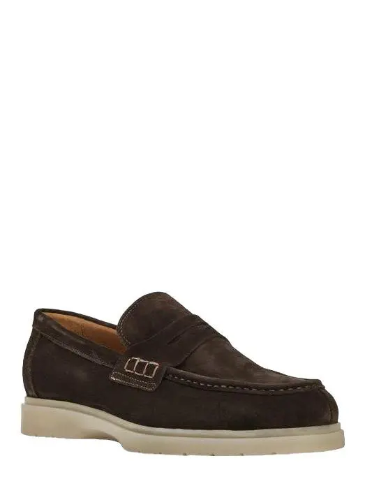 Aquatalia Timothy Penny Loafer - Dark Brown Suede