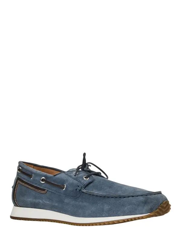 Aquatalia Lido Leather Boat Sneakers - Jeans Suede