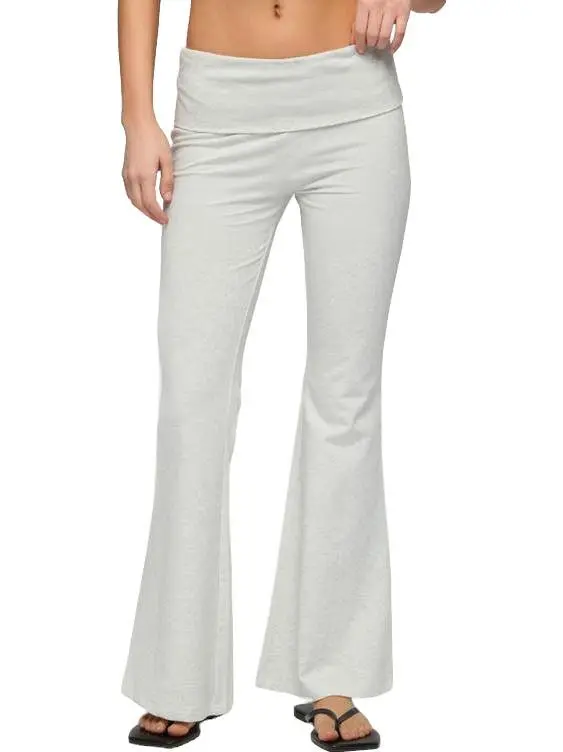 EDIKTED Naomi Foldover Flare Pants - Gray-melange