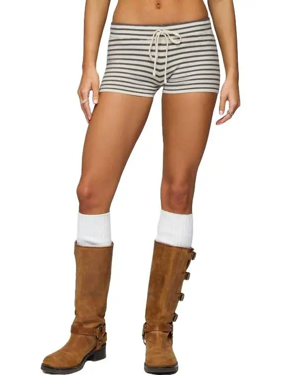 EDIKTED Lillian Stripe Knit Shorts - Cream