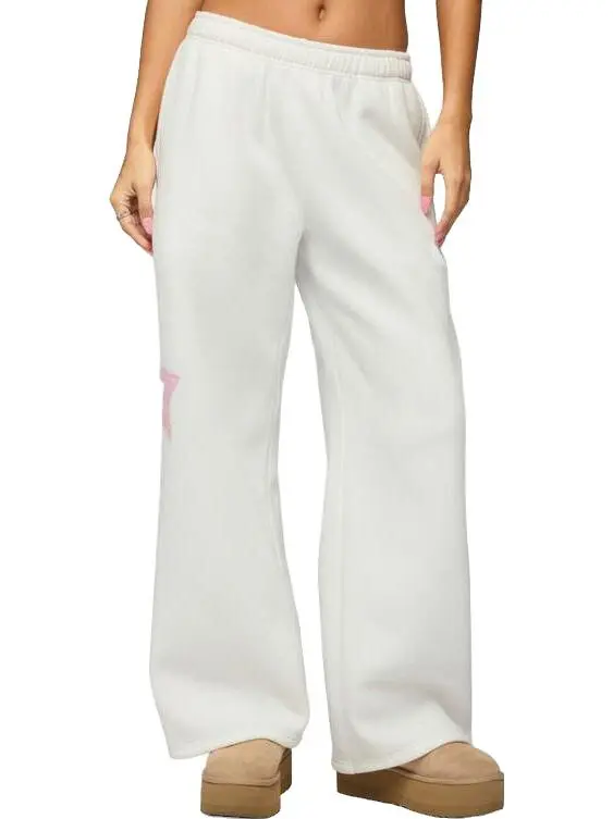 EDIKTED Starly Straight Leg Sweatpants - White
