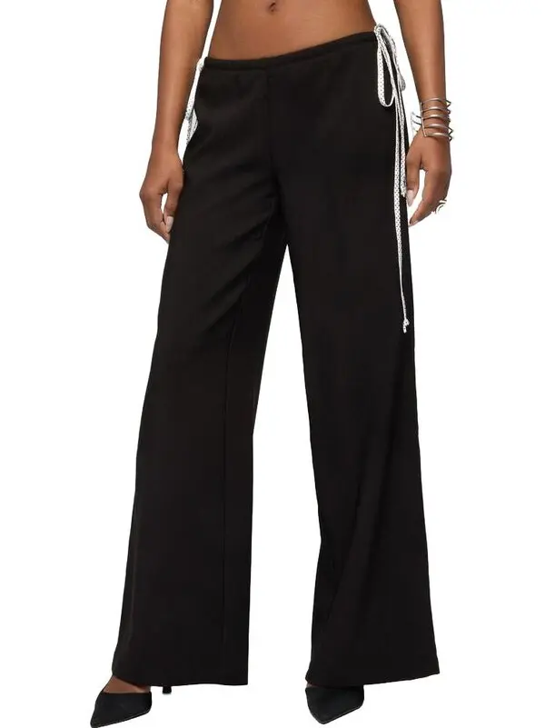EDIKTED Mikah Contrast Stripe Wide Leg Pants - Black