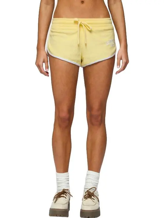 EDIKTED Madilyn Terry Cloth Shorts - Yellow