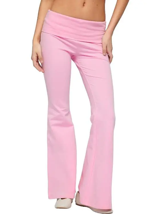 EDIKTED Naomi Foldover Flare Pants - Light-pink