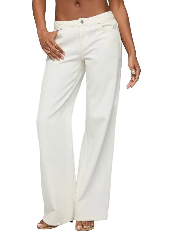 EDIKTED Roman Wide Leg Jeans - White