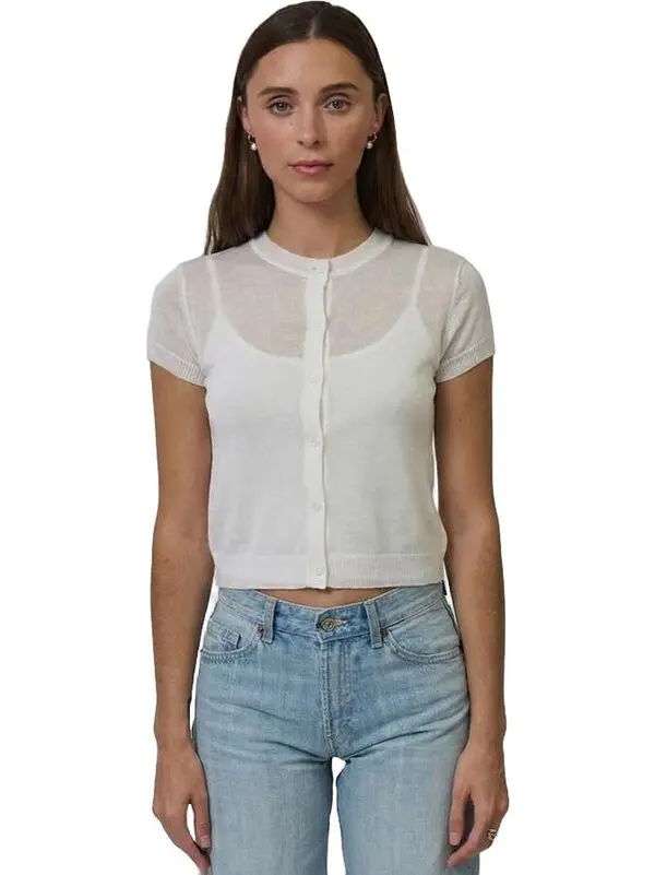 Central Park West Sheer Cardigan With Cami - White