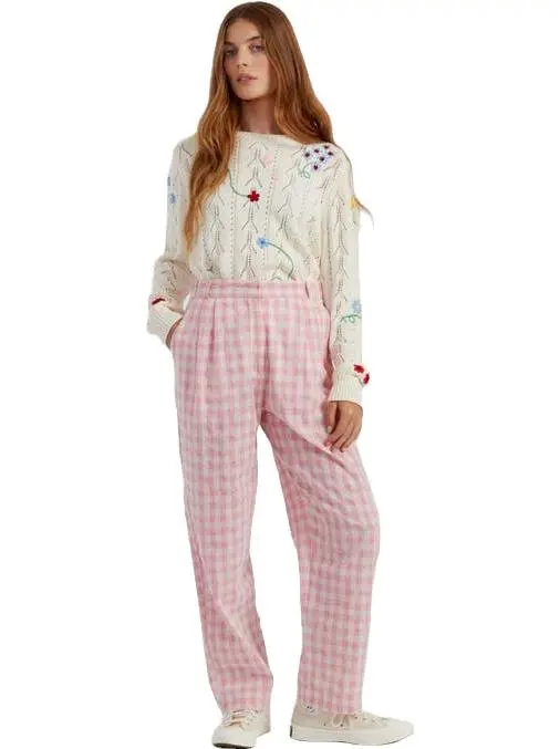 Chinti & Parker Gingham Linen Blend Trousers - Pink Gingham