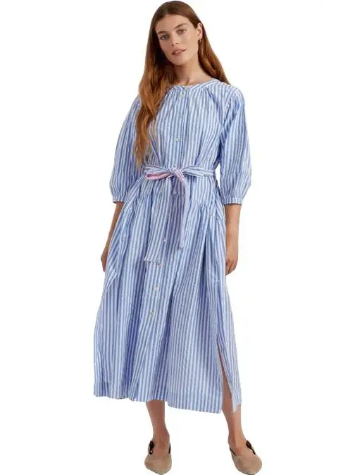 Chinti & Parker Oxford Stripe Cotton Shirt Dress - Blue Stripe