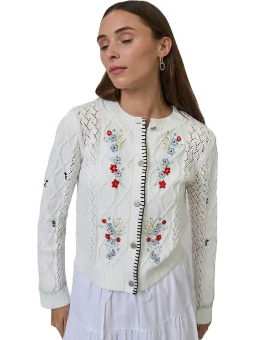 Central Park West Jaden Embroidered Cardigan - Multi