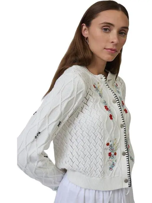 Central Park West Jaden Embroidered Cardigan - Multi