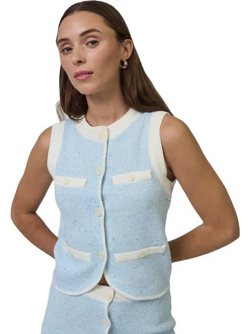 Central Park West Celeste Tweed Yarn Vest - Blue