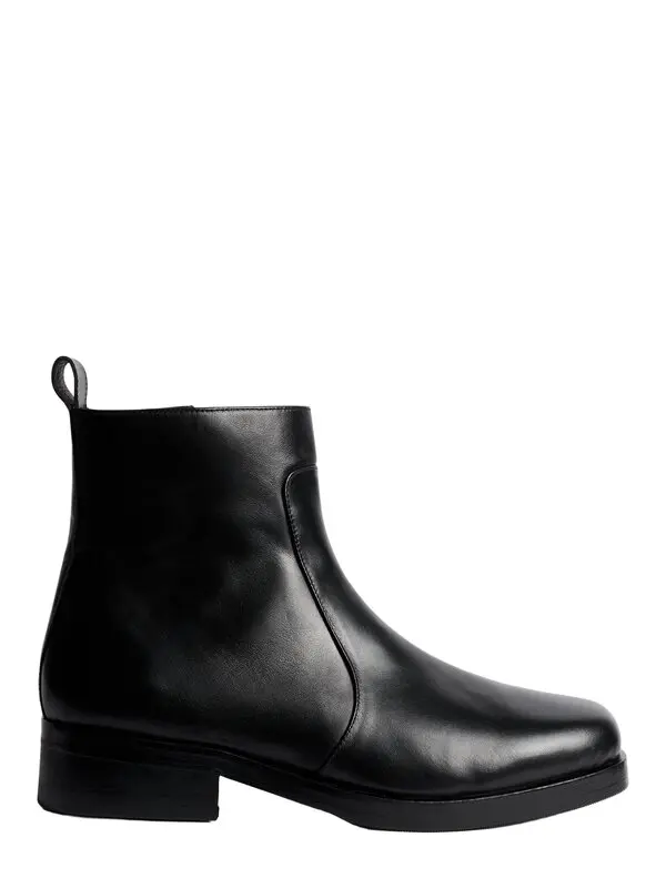 Studio Nicholson Leather Square-toe Boots - Black