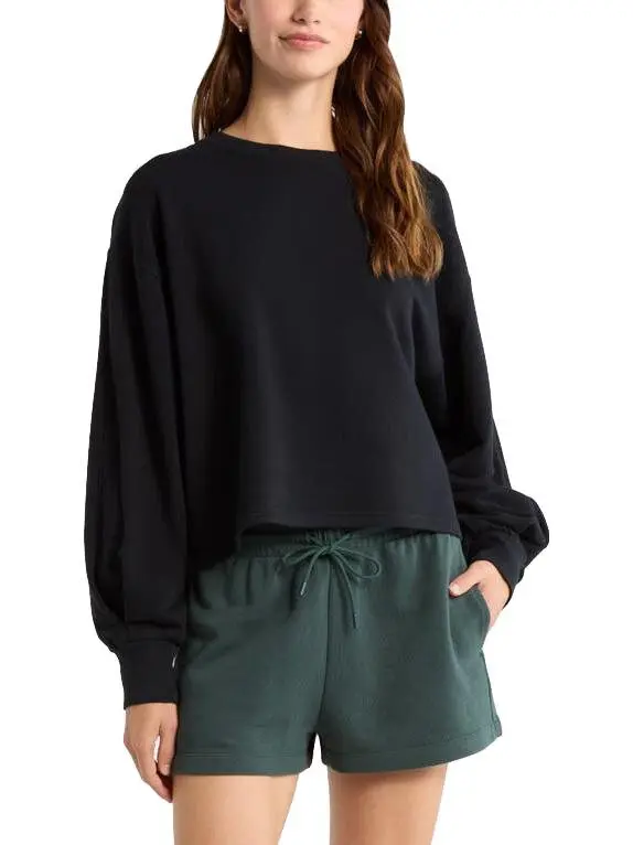 Zella French Terry Crewneck Sweatshirt - Black