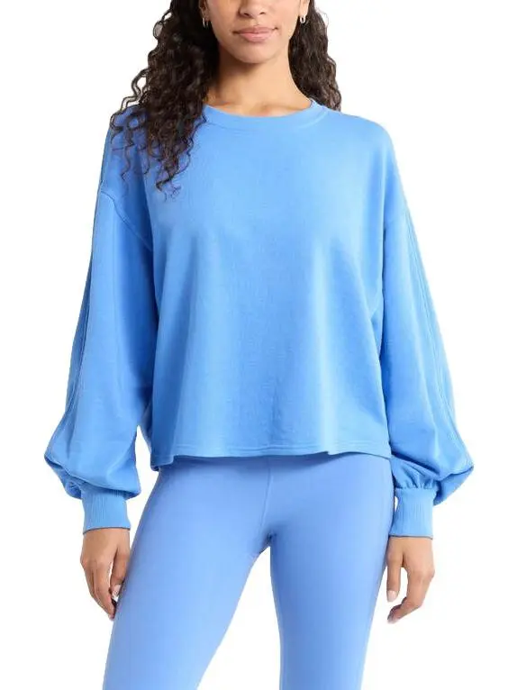 Zella French Terry Crewneck Sweatshirt - Blue Azurite
