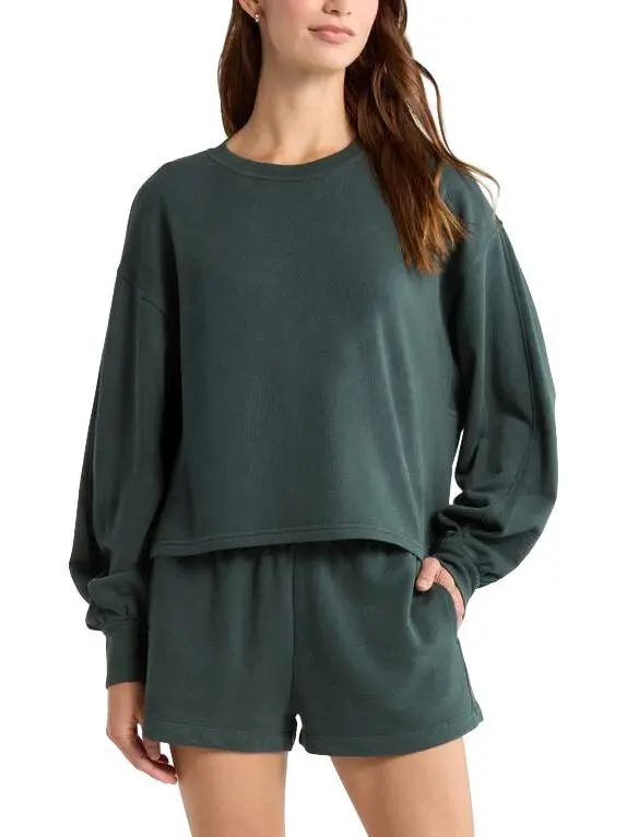 Zella French Terry Crewneck Sweatshirt - Green Timber