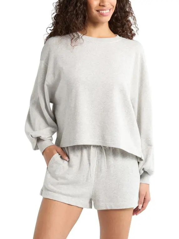 Zella French Terry Crewneck Sweatshirt - Grey Light Heather