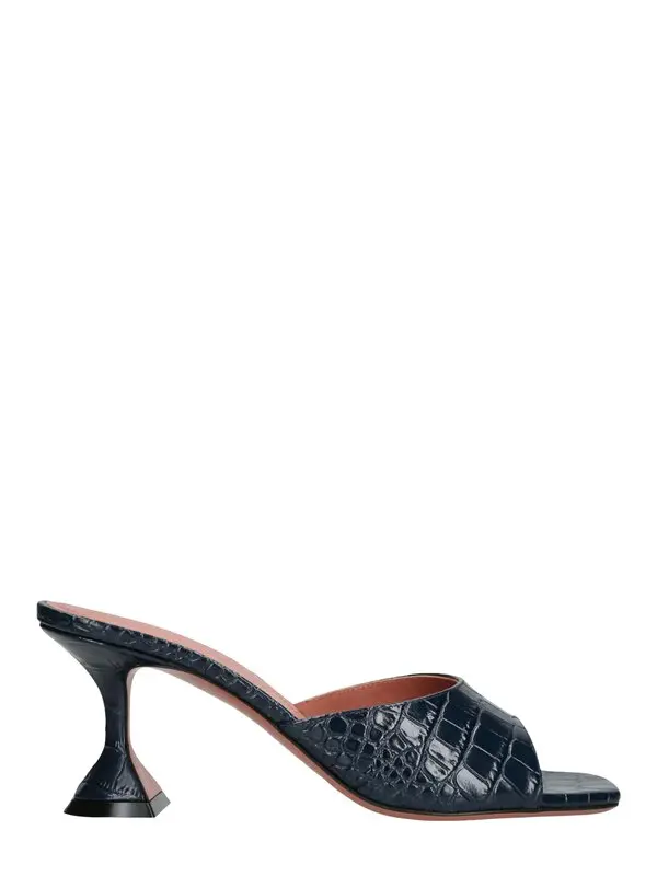 Amina Muaddi Lupita 70 Croc-embossed Leather Mules - Navy