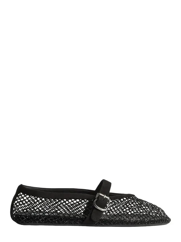 Alaïa Embellished Mesh Ballerina Flats - Black