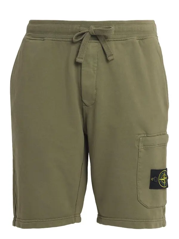 Stone Island Organic Cotton Fleece Shorts - Green