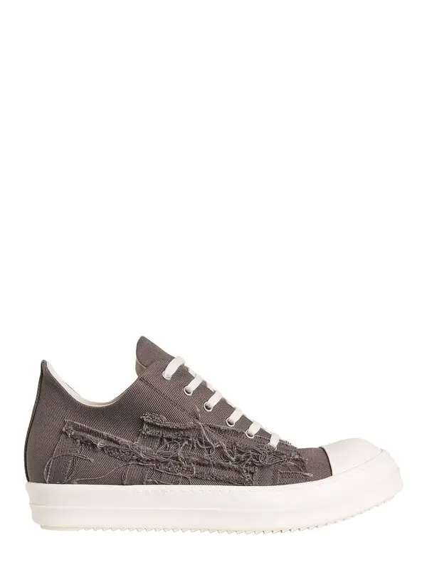 Rick Owens Denim Slashed Low-top Sneakers - Brown