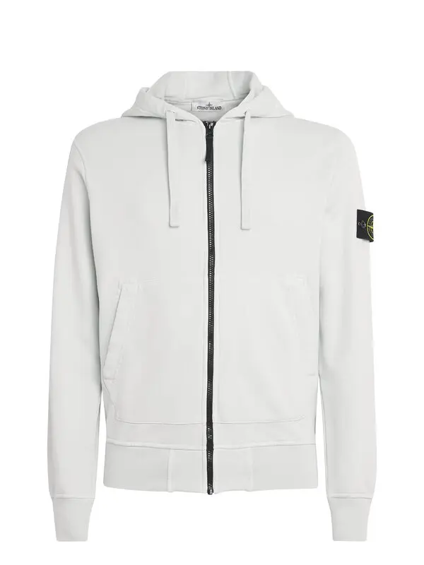 Stone Island Organic Cotton Zip-up Hoodie - Blue