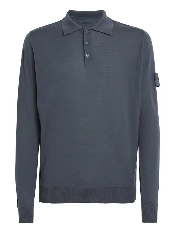 Stone Island Virgin Wool Ghost Polo Sweater - Blue