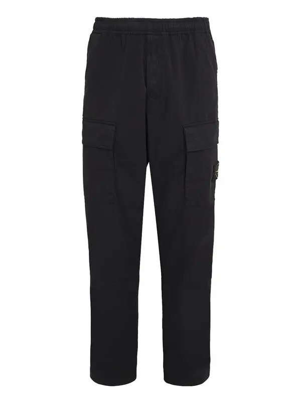 Stone Island Stretch Organic Cotton Cargo Trousers - Black