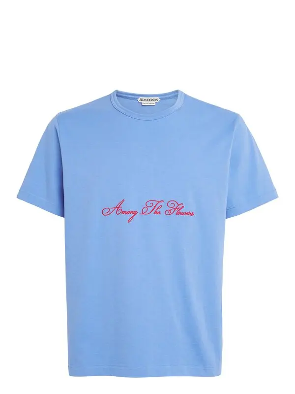 JW Anderson Cotton Embroidered T-shirt - Blue