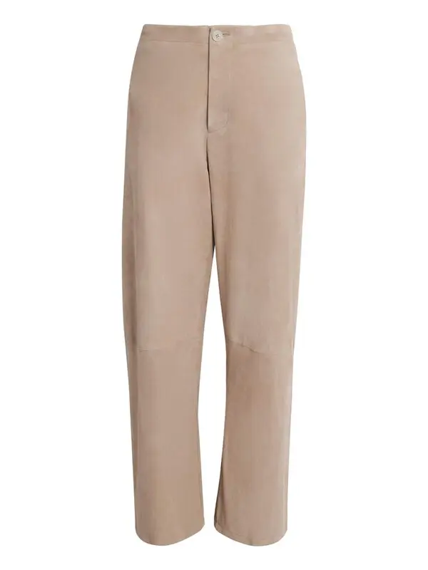 LAUREN MANOOGIAN Suede Straight Tailored Trousers - Beige