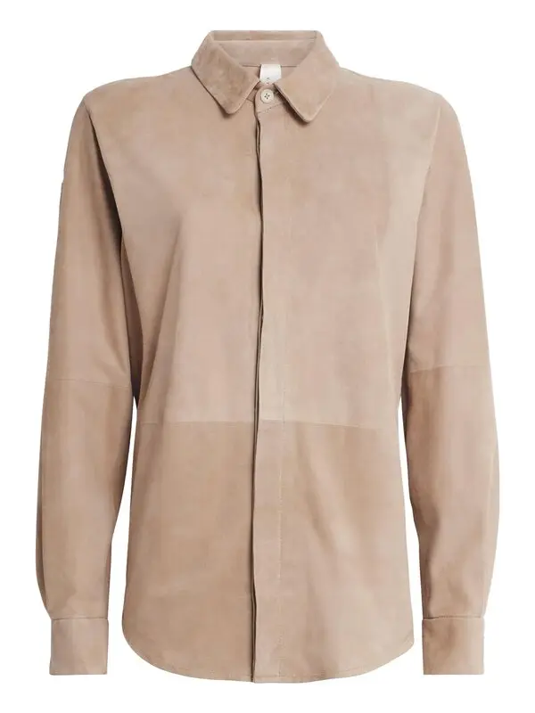 LAUREN MANOOGIAN Suede Panelled Shirt - Beige