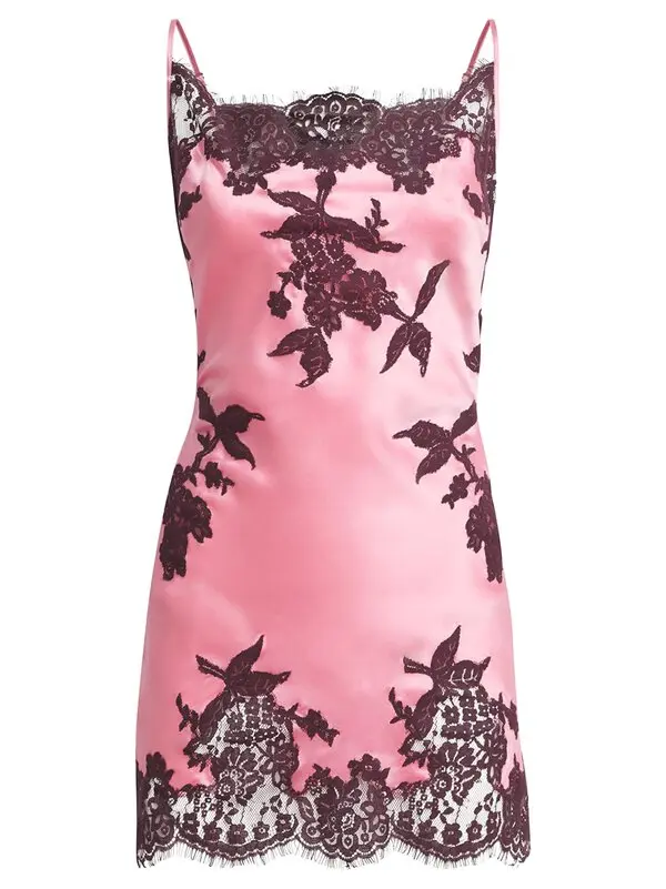 MARJOLAINE Silk-lace Mini Slip Dress - Pink