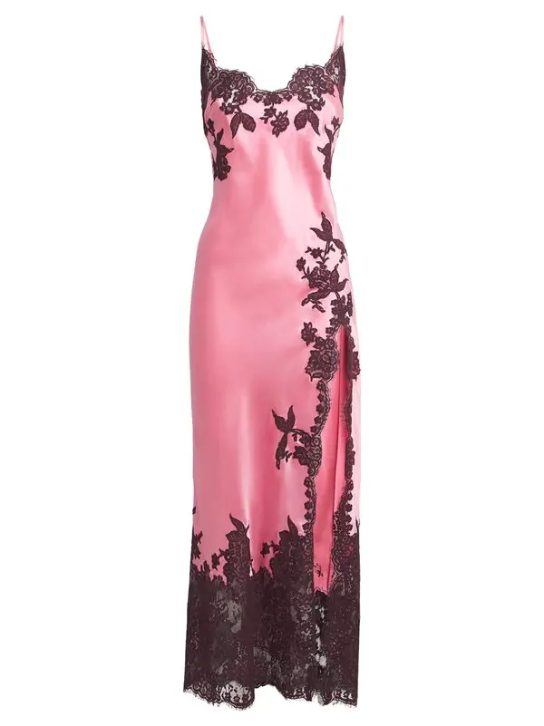 MARJOLAINE Silk-lace Maxi Slip Dress - Pink