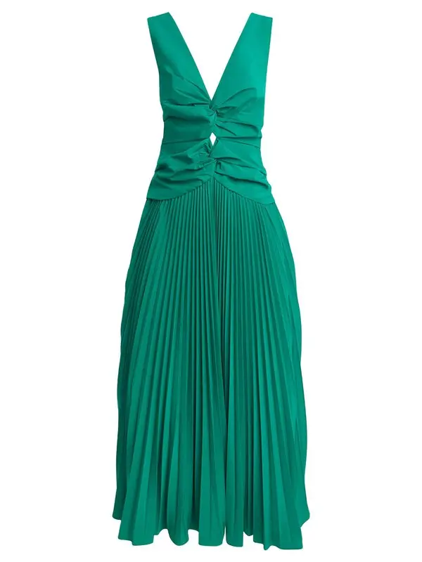 Simkhai Ruched Vivianne Midi Dress - Green