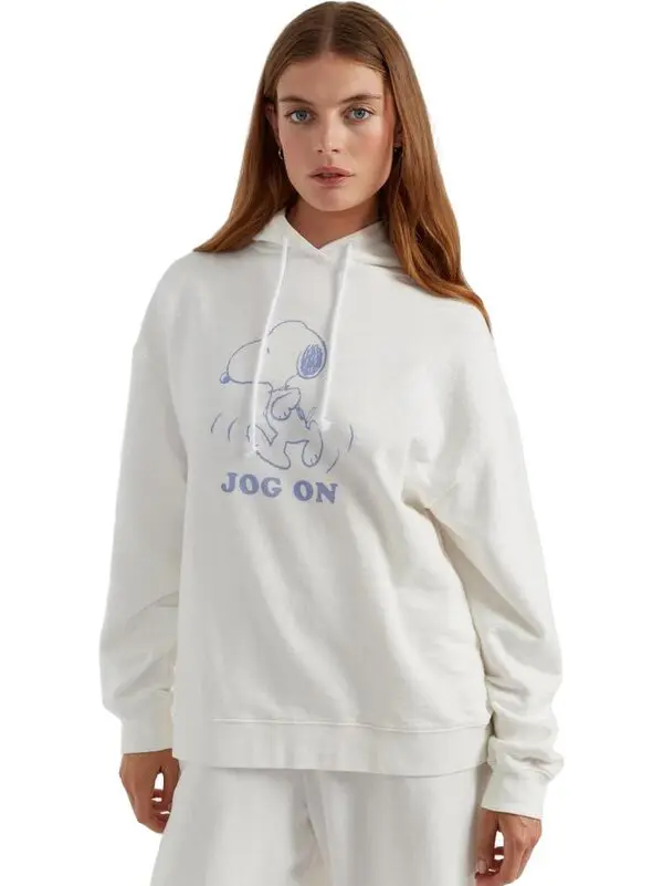 Chinti & Parker Cotton Hoodie With Snoopy Graphic - Cream