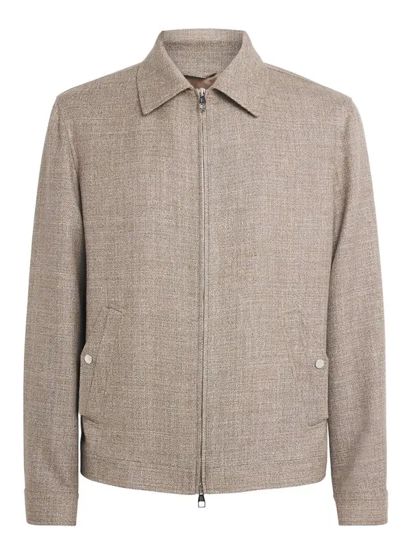 BRETT JOHNSON Wool-silk-linen Collar Jacket - Beige