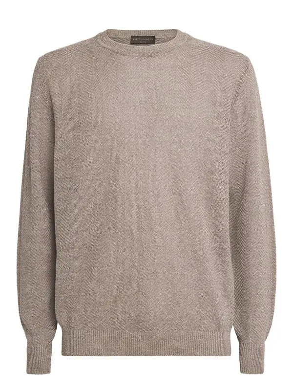 BRETT JOHNSON Linen-silk Herringbone Sweater - Brown