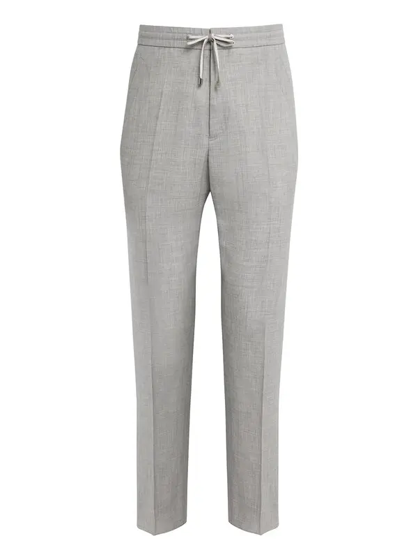 BRETT JOHNSON Wool-silk-linen Drawstring Trousers - Grey