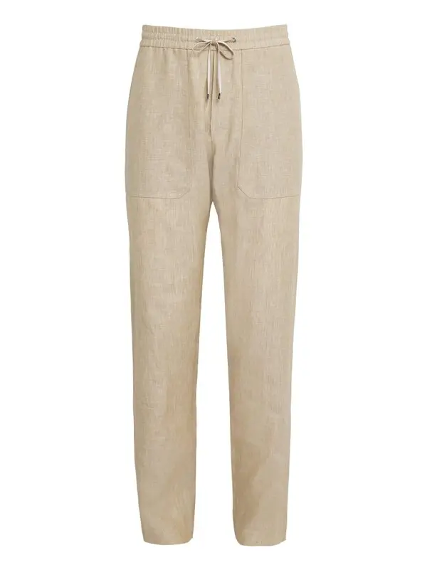 BRETT JOHNSON Linen Drawstring Trousers - Beige