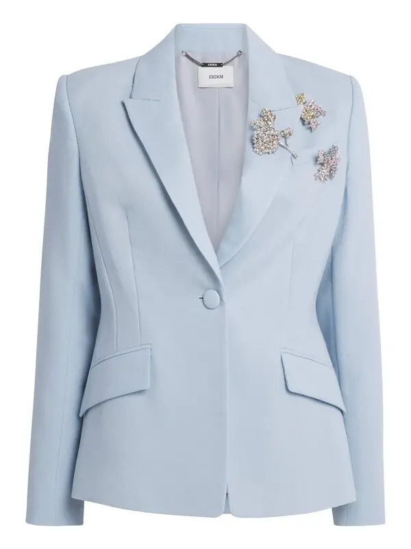 Erdem Wool Crepe Crystal-embellished Blazer - Blue