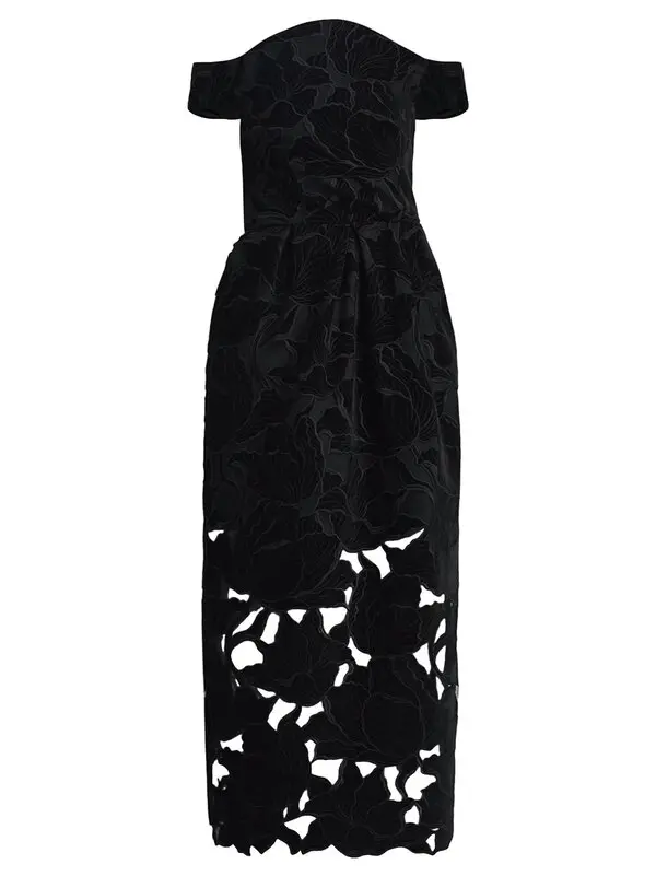 Erdem Velvet Off-the-shoulder Cocktail Dress - Black
