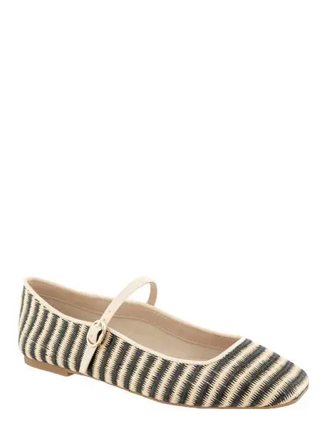 KENNETH COLE Jasper Woven Mary Jane Flat - Black/natural Raffia