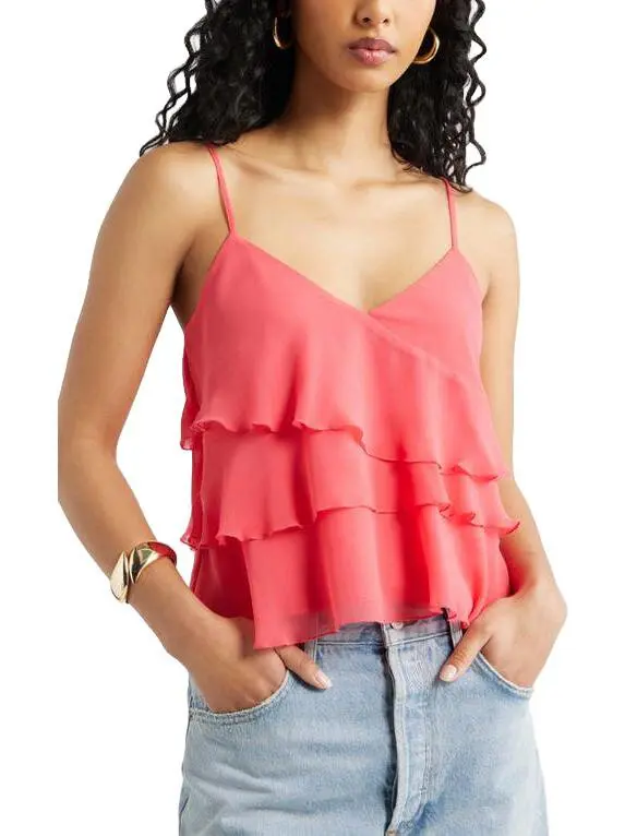 OPEN EDIT Ruffle Tiered Camisole - Pink Paradise