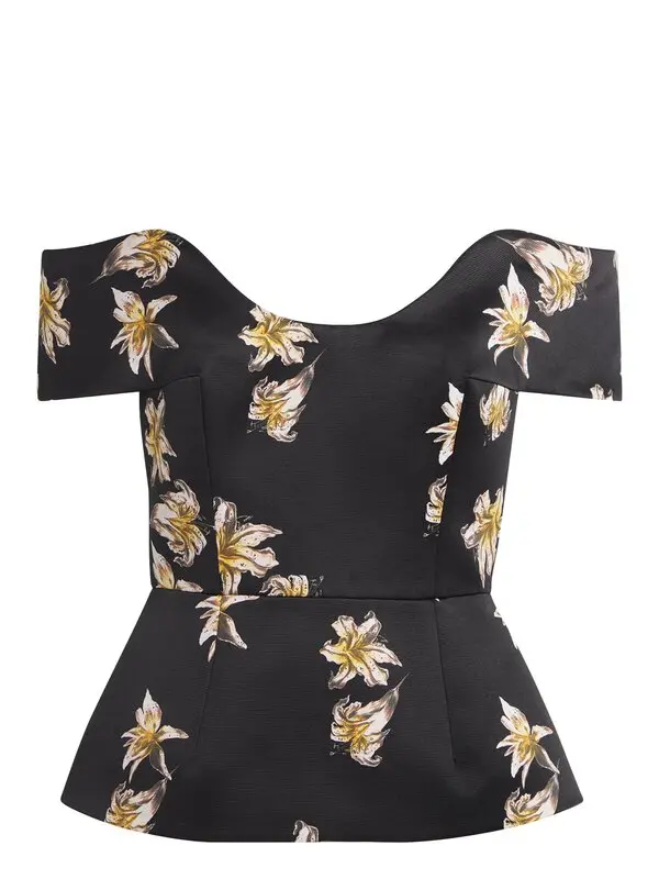 EMILIA WICKSTEAD Taffeta Off-the-shoulder Top - Black