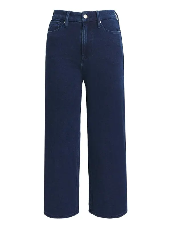 Good American Cotton Cropped Jeanius Trousers - Blue