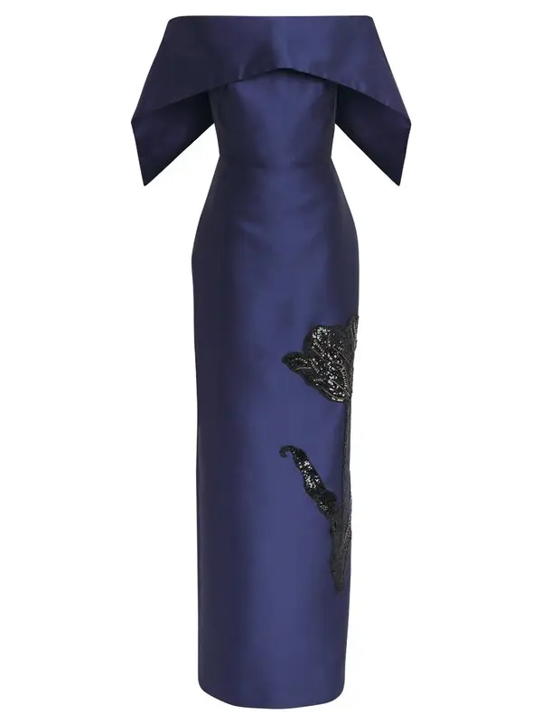 Erdem Embellished Off-the-shoulder Column Gown - Blue
