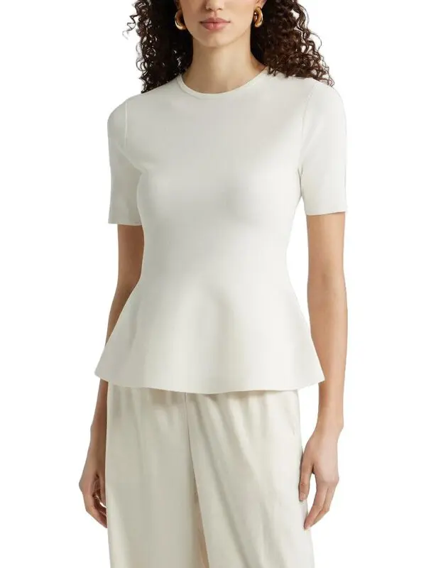Nordstrom Short Sleeve Peplum Sweater - Ivory Tofu