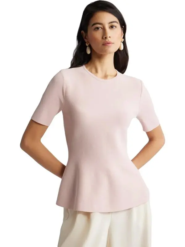 Nordstrom Short Sleeve Peplum Sweater - Pink Smoke