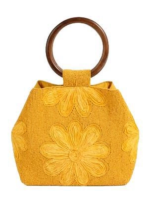 ZSA ZSA ZSU Delhi Raffia Cotton Tote Bag - Orange