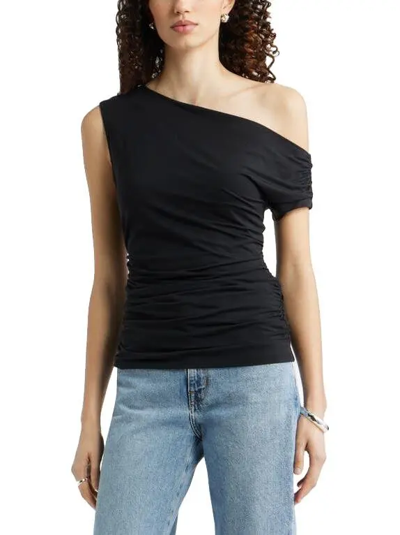 Nordstrom Asymmetric One-shoulder Top - Black
